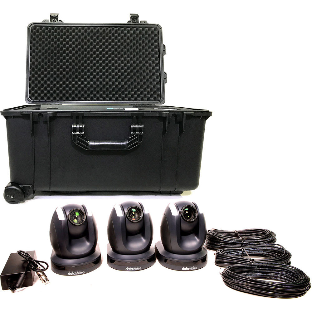 Datavideo 3 x Camera Kit with Rolling Hard Case and Ethernet Cables GO ...