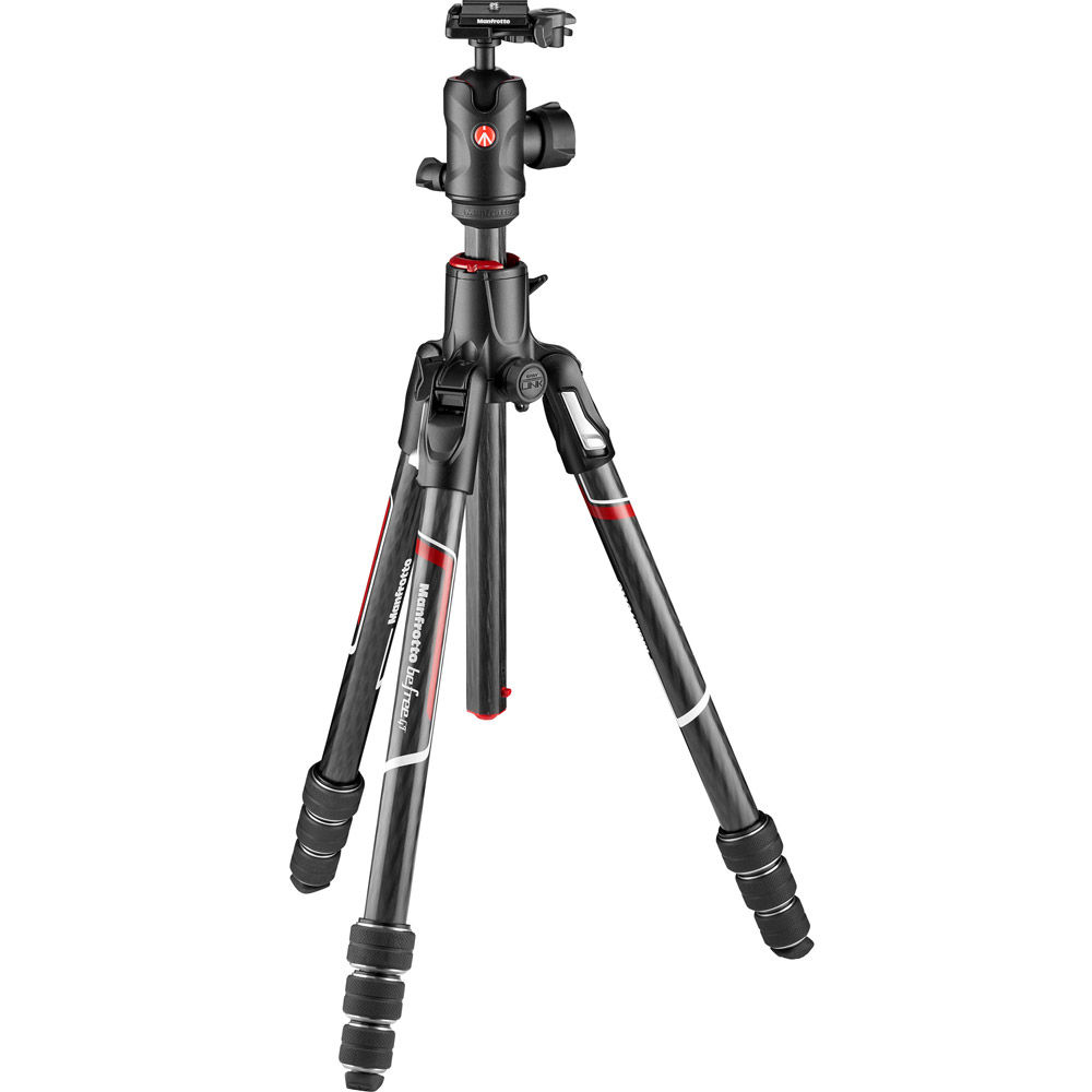Manfrotto Befree GT XPRO Carbon 4-Section Kit Black w/90° Column And MH496-BH Ball Head ...