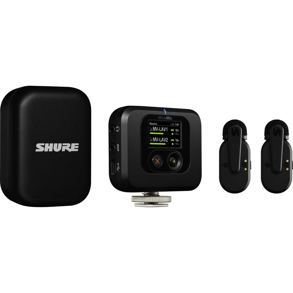 Shure MoveMic Two Receiver Kit 2-Person Clip-On Wireless Microphone ...