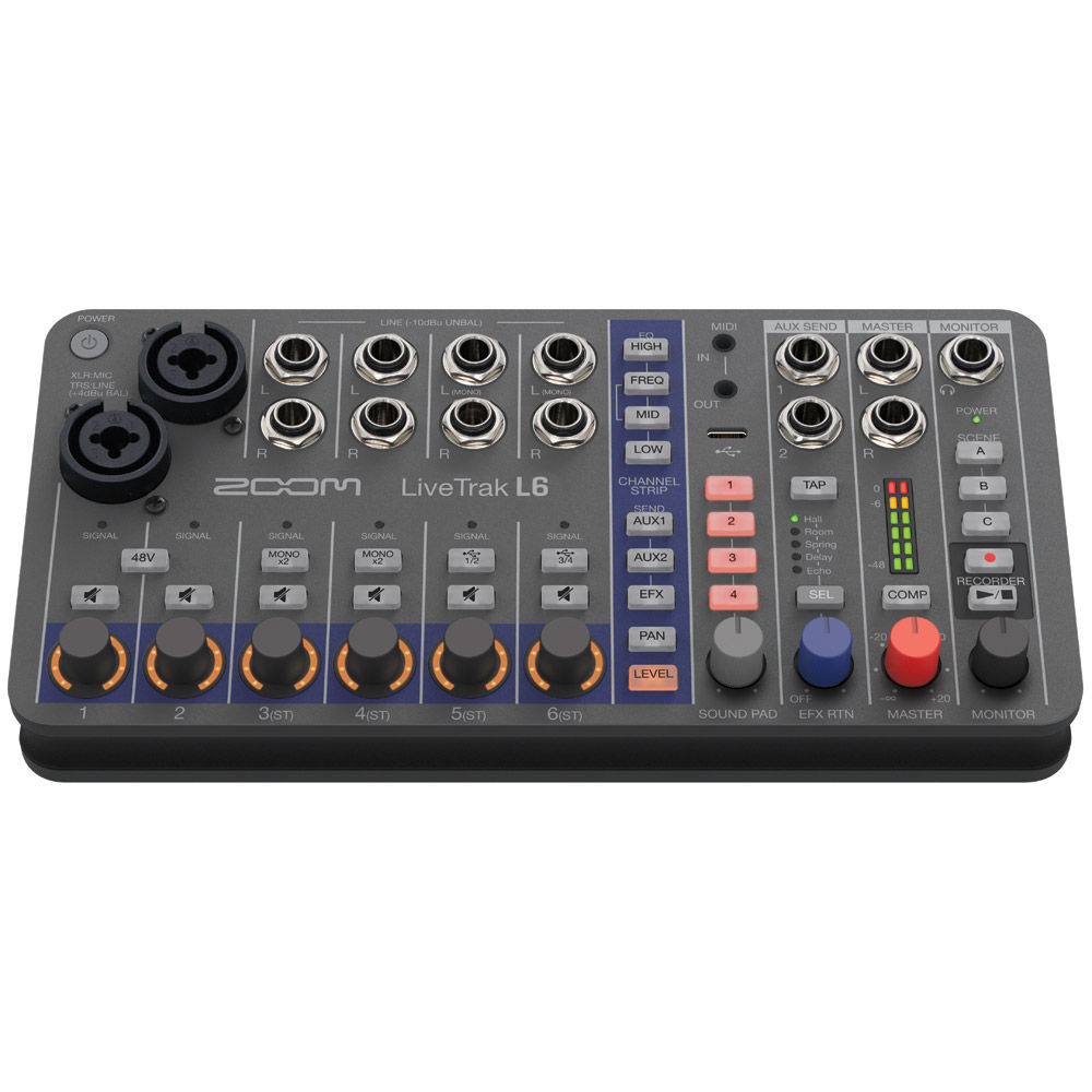 Zoom LiveTrak L-6 Portable 6-Channel Digital Mixer and Multitrack ...